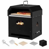 China Steel 4 In 1 Outdoor Pizza Oven with 2-Layer Charcoal Firewood Pellets and Pizza Stone for sale