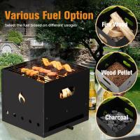 China Steel 4 In 1 Outdoor Pizza Oven with 2-Layer Charcoal Firewood Pellets and Pizza Stone for sale