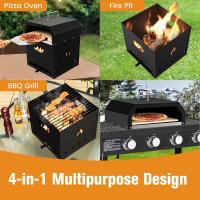 China Steel 4 In 1 Outdoor Pizza Oven with 2-Layer Charcoal Firewood Pellets and Pizza Stone for sale
