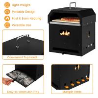 China Steel 4 In 1 Outdoor Pizza Oven with 2-Layer Charcoal Firewood Pellets and Pizza Stone for sale
