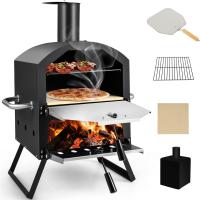 China Waterproof Cover Included 2-Layer Wood Fired Pizza Oven with 30*30*1.0cm Pizza Stone for sale