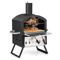 China 16 Inch Steel Woodfired Pizza Oven BBQ with Stone Peel and Removable Cooking Rack for sale