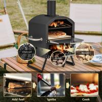 China 16 Inch Steel Woodfired Pizza Oven BBQ with Stone Peel and Removable Cooking Rack for sale