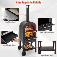 China Outdoor Woodfired Charcoal Pizza Maker Trolley Grill with Pizza Stone and Waterproof Cover for sale