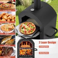 China Outdoor Woodfired Charcoal Pizza Maker Trolley Grill with Pizza Stone and Waterproof Cover for sale