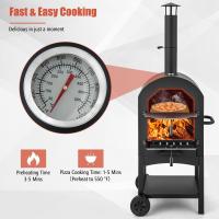 China Outdoor Woodfired Charcoal Pizza Maker Trolley Grill with Pizza Stone and Waterproof Cover for sale