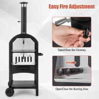 China Outdoor Woodfired Charcoal Pizza Maker Trolley Grill with Pizza Stone and Waterproof Cover for sale