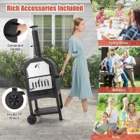 China Outdoor Woodfired Charcoal Pizza Maker Trolley Grill with Pizza Stone and Waterproof Cover for sale