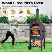 China Wood Fired Coal Charcoal Stove Pizza Maker Trolley for Outdoor Patio Cooking Area 49*35cm for sale