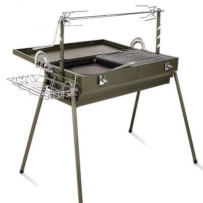 China Chrome Plated Rotating Skewer Suitcase Grill Perfect for Camping and Outdoor Cooking for sale