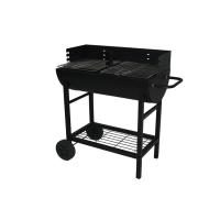 China Back to School Occasion Outdoor Portable BBQ Drum with Half Barrel Design and Wheels for sale