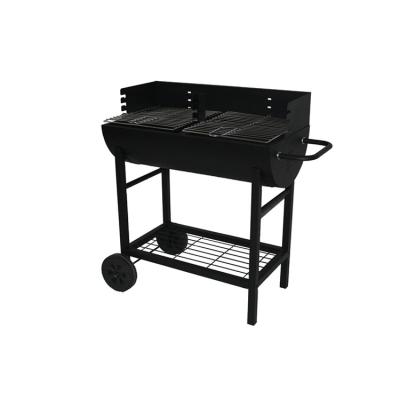 China Back to School Occasion Outdoor Portable BBQ Drum with Half Barrel Design and Wheels for sale
