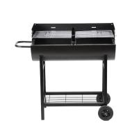 China Back to School Occasion Outdoor Portable BBQ Drum with Half Barrel Design and Wheels for sale