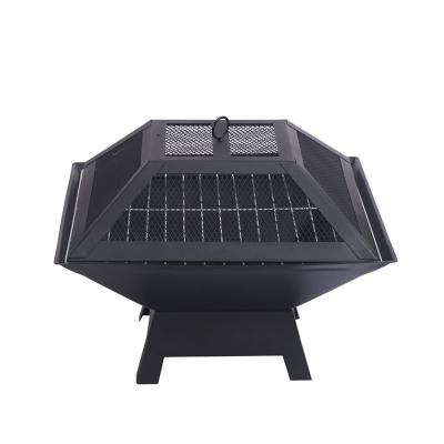 China 2 in 1 Outdoor Garden Charcoal Fire Pit Brazier with Square Barbecue 46.5*46.5*347cm for sale