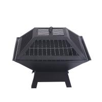 China 2 in 1 Outdoor Garden Charcoal Fire Pit Brazier with Square Barbecue 46.5*46.5*347cm for sale