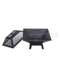 China 2 in 1 Outdoor Garden Charcoal Fire Pit Brazier with Square Barbecue 46.5*46.5*347cm for sale