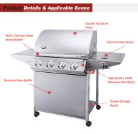 China Easily Cleaned 4 1 Burners Stainless Steel Trolley Courtyard Outdoor BBQ Machine Gas Grill for sale
