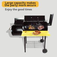 China Chrome Plated Customizable Trolley Double Oven Drawer Charcoal Pellet Rotisserie BBQ Grill for sale