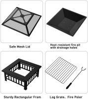 China Outdoor Heating Square Fire Pit 32 Inch for Patio Backyard Garden High Satisfaction for sale