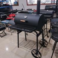 China Stainless Steel Double Barrel Smoker BBQ Grill with Big Body and Large Cooking Area for sale