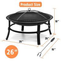 China 26 inch fire pits for outdoor camping smokeless round wood burning 66*66*42 cm stocked for sale
