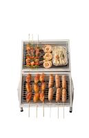 China Powder Coated Steel Barrel Rotisserie Kitchen BBQ Charcoal Grill for Outdoor Picnics for sale