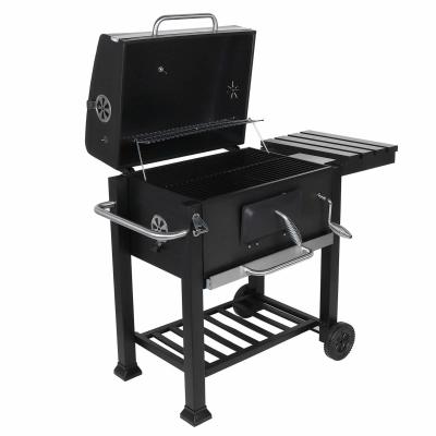China Garden Smoker Charcoal Grill Trolley with Two Plastic Wheels and Chrome Plated Finishing for sale