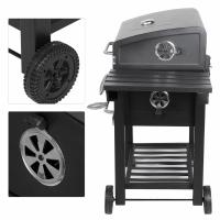 China Garden Smoker Charcoal Grill Trolley with Two Plastic Wheels and Chrome Plated Finishing for sale