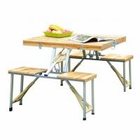China General Outdoor Wood Piece Portable Folding Table and Chairs Sets with Attached Table for sale