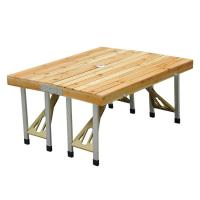 China General Outdoor Wood Piece Portable Folding Table and Chairs Sets with Attached Table for sale