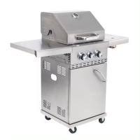 China Black Large Capacity Stainless Steel Grills Trolly Barbecue with Gas Side Burner for sale