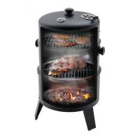 China Black Stainless Steel Sokeless Charcoal Barbecue Grill 44*53*80cm Vertical 3 in 1 BBQ for sale