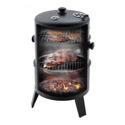 China Black Stainless Steel Sokeless Charcoal Barbecue Grill 44*53*80cm Vertical 3 in 1 BBQ for sale