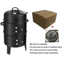 China Black Stainless Steel Sokeless Charcoal Barbecue Grill 44*53*80cm Vertical 3 in 1 BBQ for sale