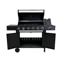 China Customized Logo Acceptable 6 Burner Steel German Gas Trolley BBQ Grill for Outdoor for sale