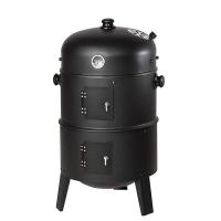 China Black Stainless Steel Sokeless Charcoal Barbecue Grill 44*53*80cm Vertical 3 in 1 BBQ for sale