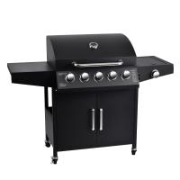 China Steel 5 Burner Propane Outdoor Camping BBQ Cooking Oven Grill with Side Burner Stove for sale