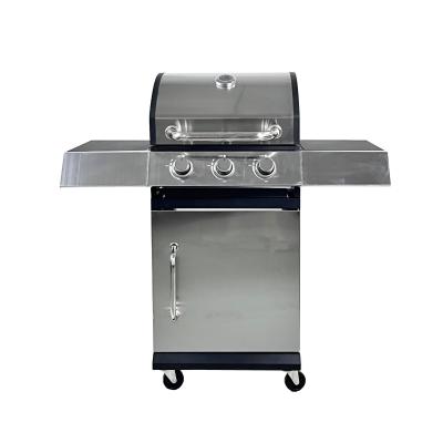China 3 1 Burners Stainless Steel Gas Grill for Outdoor Cooking on 110x44x112 cm Trolley for sale