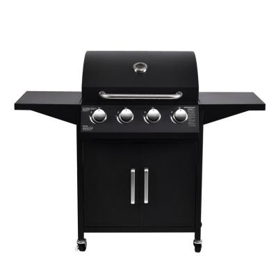 China Customized Logo Print Steel Burger BBQ 4 Burners Outdoor Gas Barbeque Grill with Logo for sale