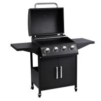 China Customized Logo Print Steel Burger BBQ 4 Burners Outdoor Gas Barbeque Grill with Logo for sale