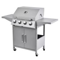 China Outdoor Gas BBQ Grill with 4 Burners and Trolley Easily Cleaned Packing Size 73*68*48 for sale