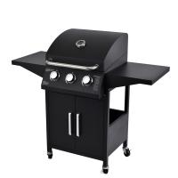 China Bistro 3 Burners Gas BBQ Rotisserie Stove with Warming Area and Flat Plate Griddle for sale