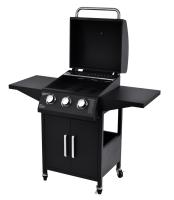 China Bistro 3 Burners Gas BBQ Rotisserie Stove with Warming Area and Flat Plate Griddle for sale