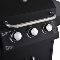 China Bistro 3 Burners Gas BBQ Rotisserie Stove with Warming Area and Flat Plate Griddle for sale