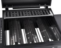 China Bistro 3 Burners Gas BBQ Rotisserie Stove with Warming Area and Flat Plate Griddle for sale