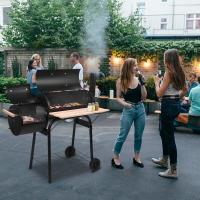 China Chrome Plated BBQ Charcoal Smoker Grill with Temperature Gauge 71cm Cooking Height for sale