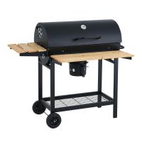 China Outdoor BBQ Charcoal Smoker Custom Double Layer Trolley Grill Front Shelf 61*23cm for sale