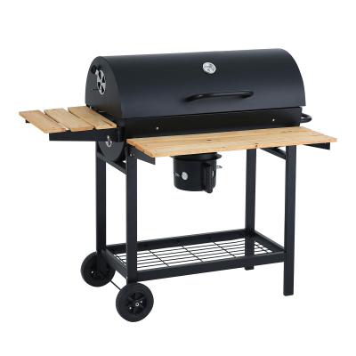 China Outdoor BBQ Charcoal Smoker Custom Double Layer Trolley Grill Front Shelf 61*23cm for sale
