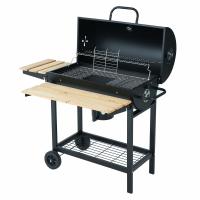 China Outdoor BBQ Charcoal Smoker Custom Double Layer Trolley Grill Front Shelf 61*23cm for sale