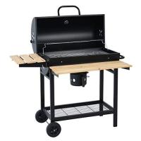 China Outdoor BBQ Charcoal Smoker Custom Double Layer Trolley Grill Front Shelf 61*23cm for sale